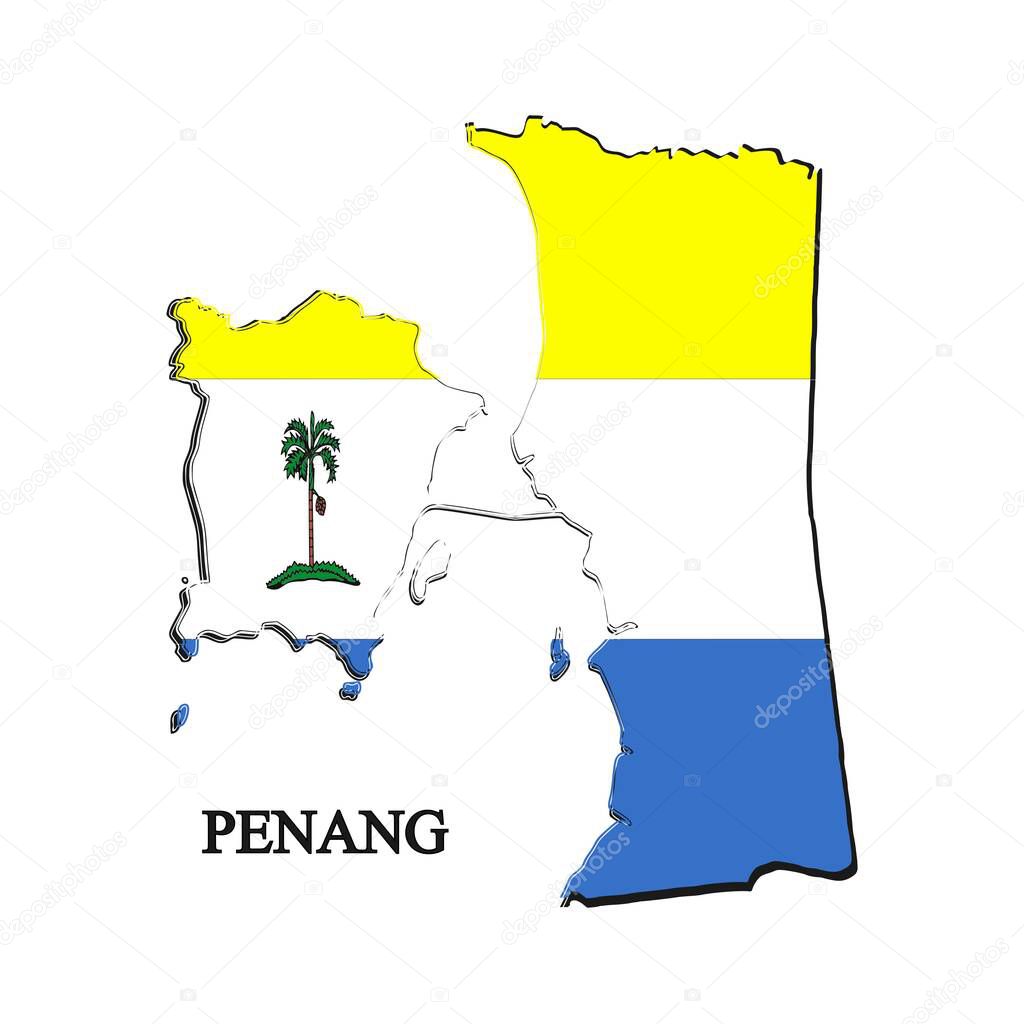 Penang Mapa Vector Ilustración Ciudad Malasia Estado Malasia Vector de ...