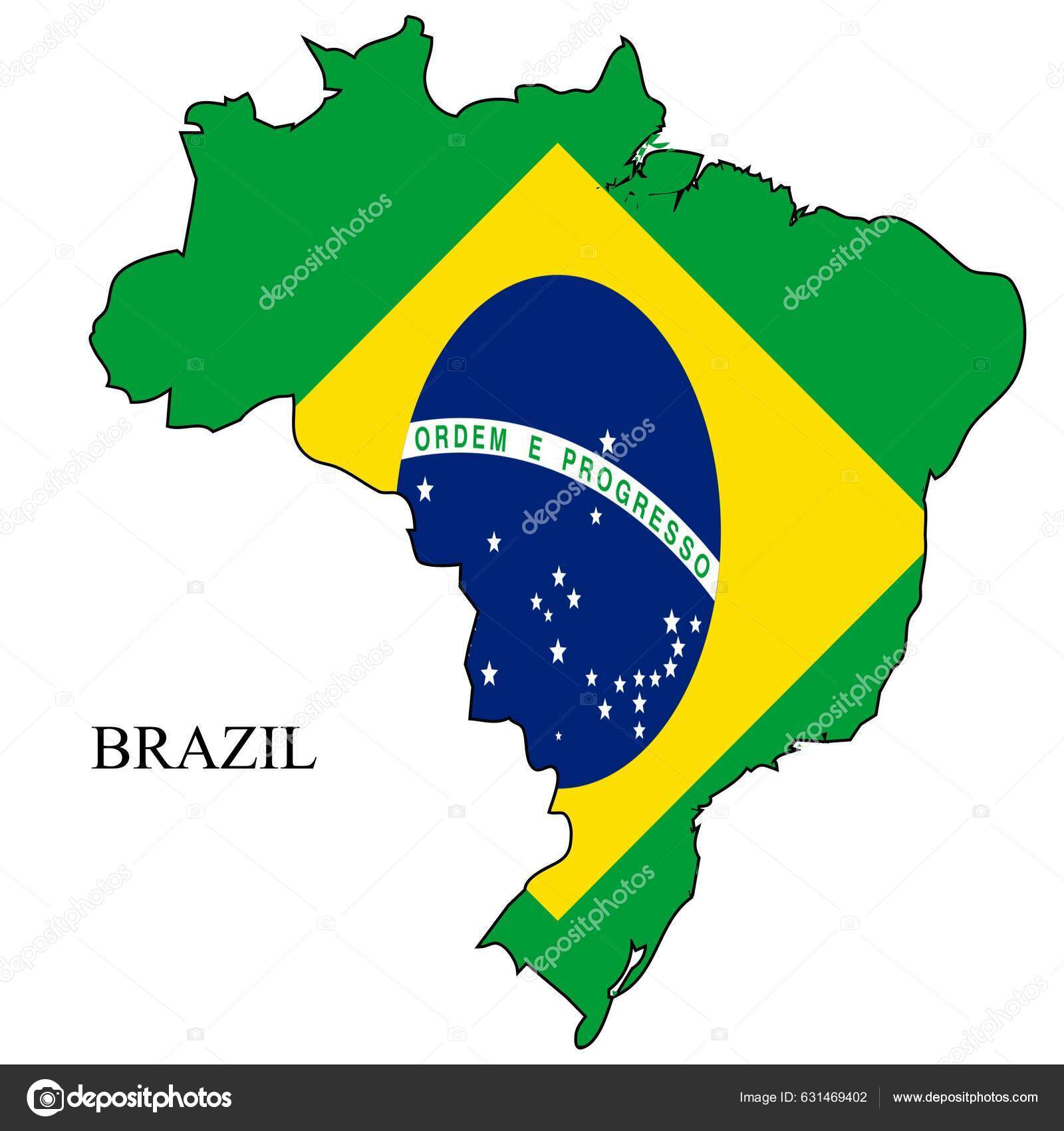 Ilustrasi Vektor Peta Brazil Ekonomi Global Negara Terkenal Amerika ...