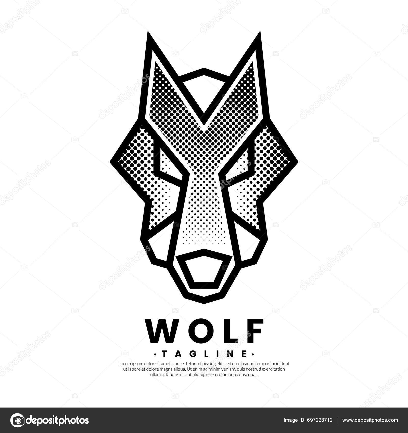 Polygonal Linear Animal Wolf Head Geometric Art Halftone Texture ...