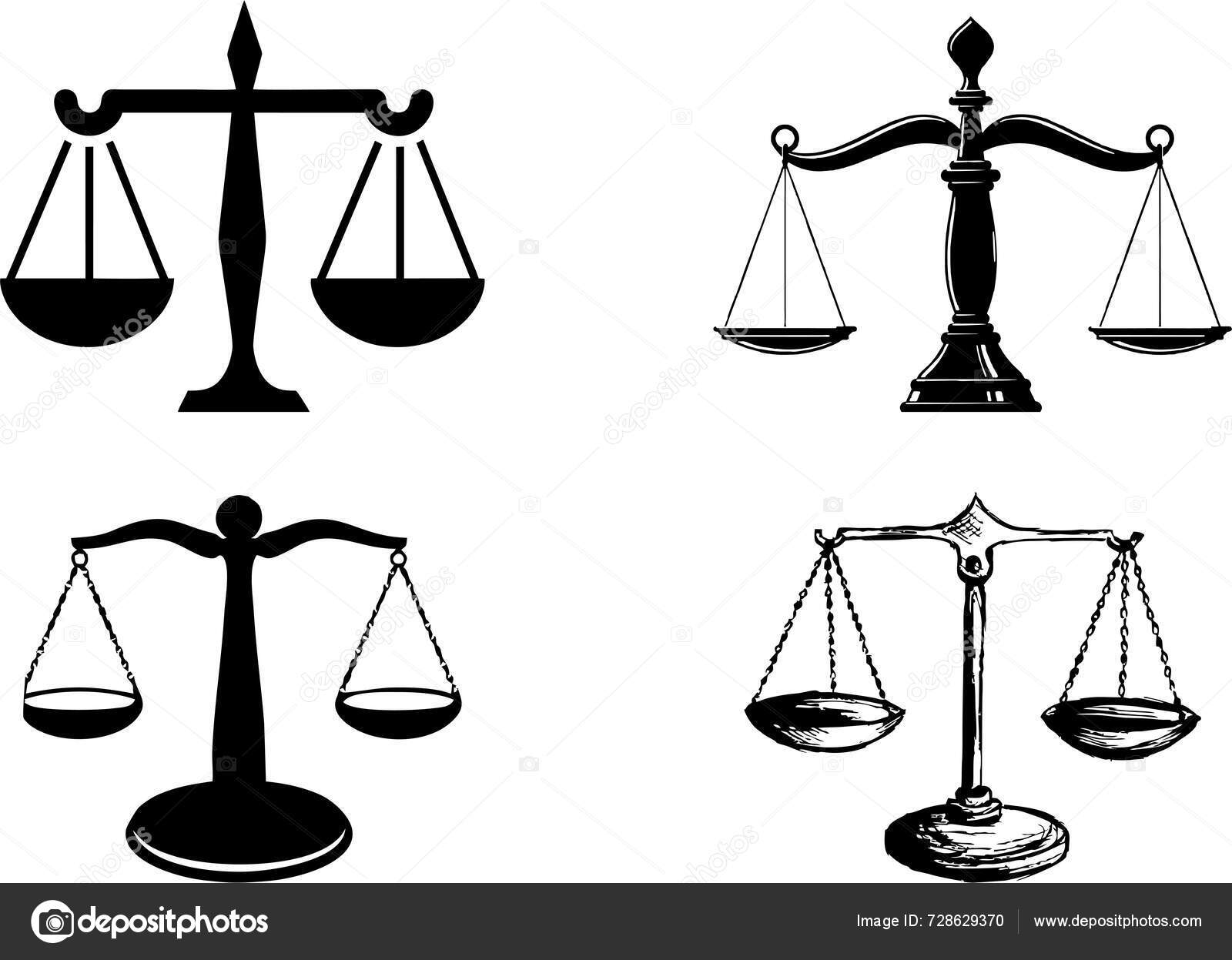 Justice Scales Silhouette Set Isolated White — Stock Photo © Photoexcel ...