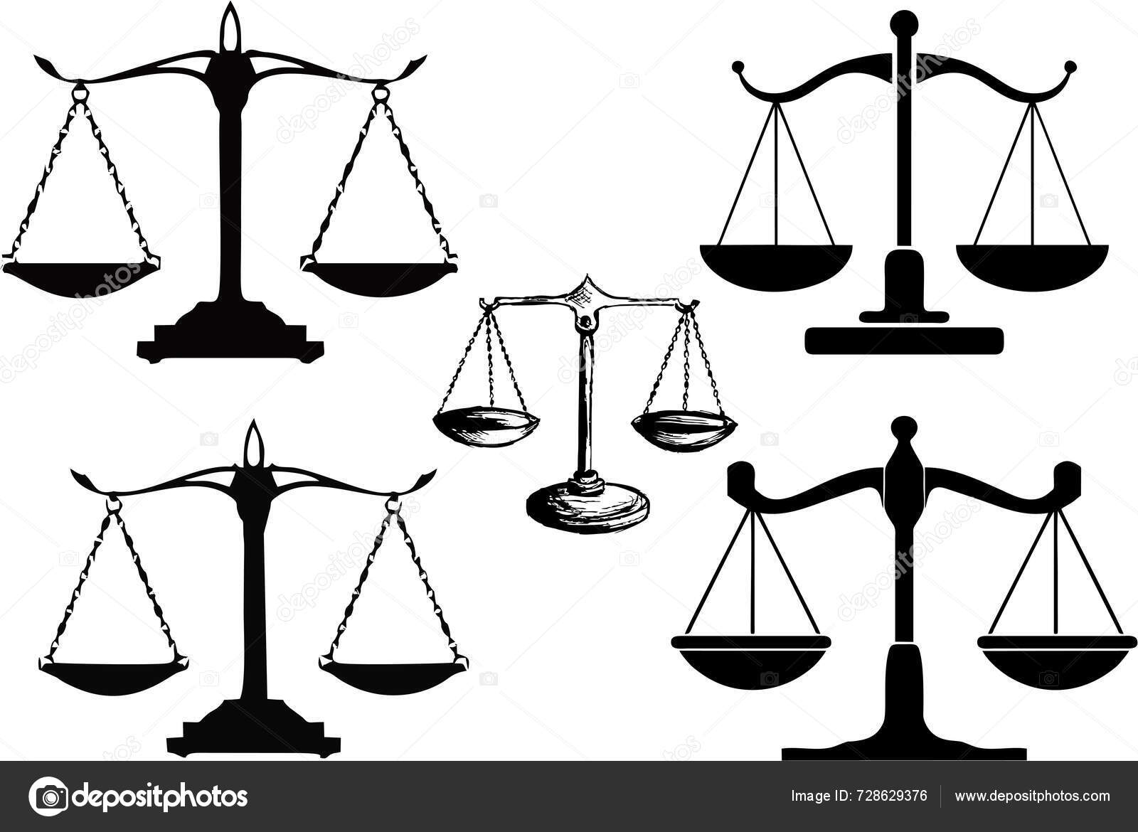 Justice Scales Silhouette Set Isolated White — Stock Photo © Photoexcel ...