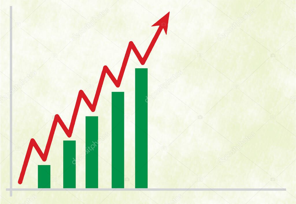 Flecha ascendente que muestra crecimiento económico. Gráfico de barras ...