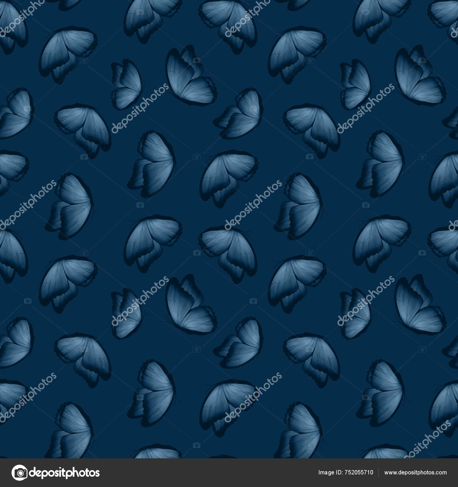 Elegant Blue Butterfly Pattern Dark Background Ideal Fabric Wallpaper ...