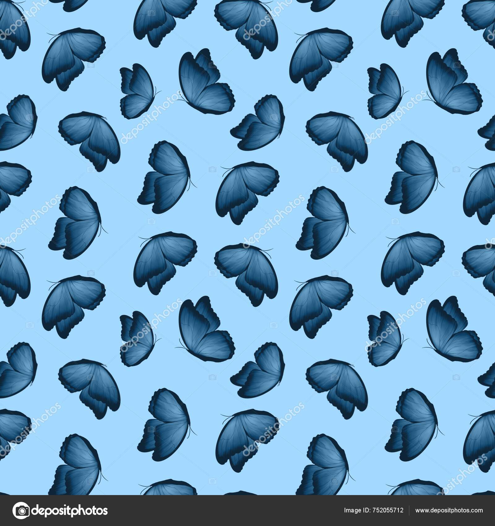 Vibrant Blue Butterfly Pattern Soft Blue Background Perfect Textile ...