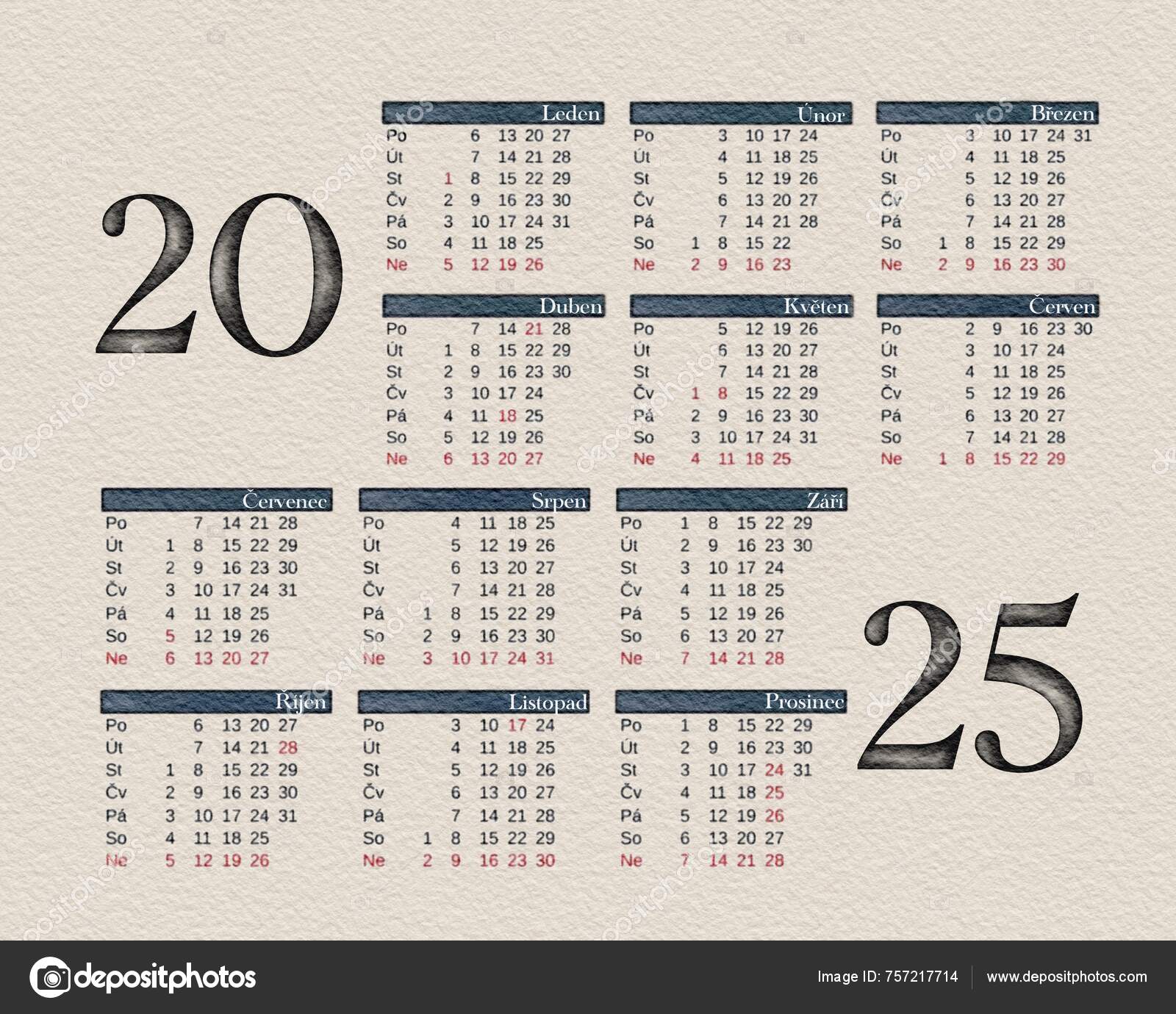 Detailed Calendar Layout Year 2025 Displayed Grid Format — Stock Photo ...
