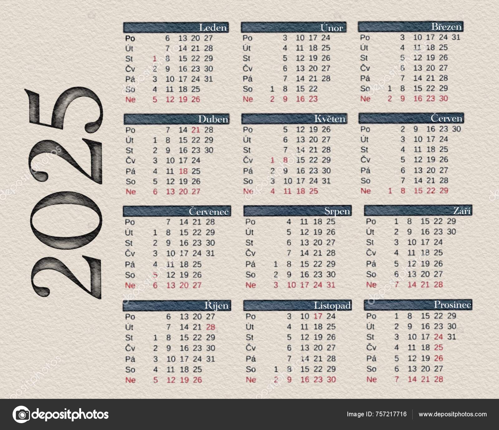 Detailed Calendar Layout Year 2025 Displayed Grid Format — Stock Photo ...