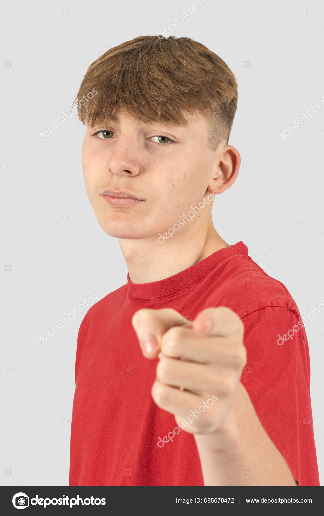 Studio Portrait Fifteen Year Old Teenage Boy Pointing Camera — Stock ... Studio Portrait Fifteen Year Old Teenage Boy Pointing Camera — Stock ...