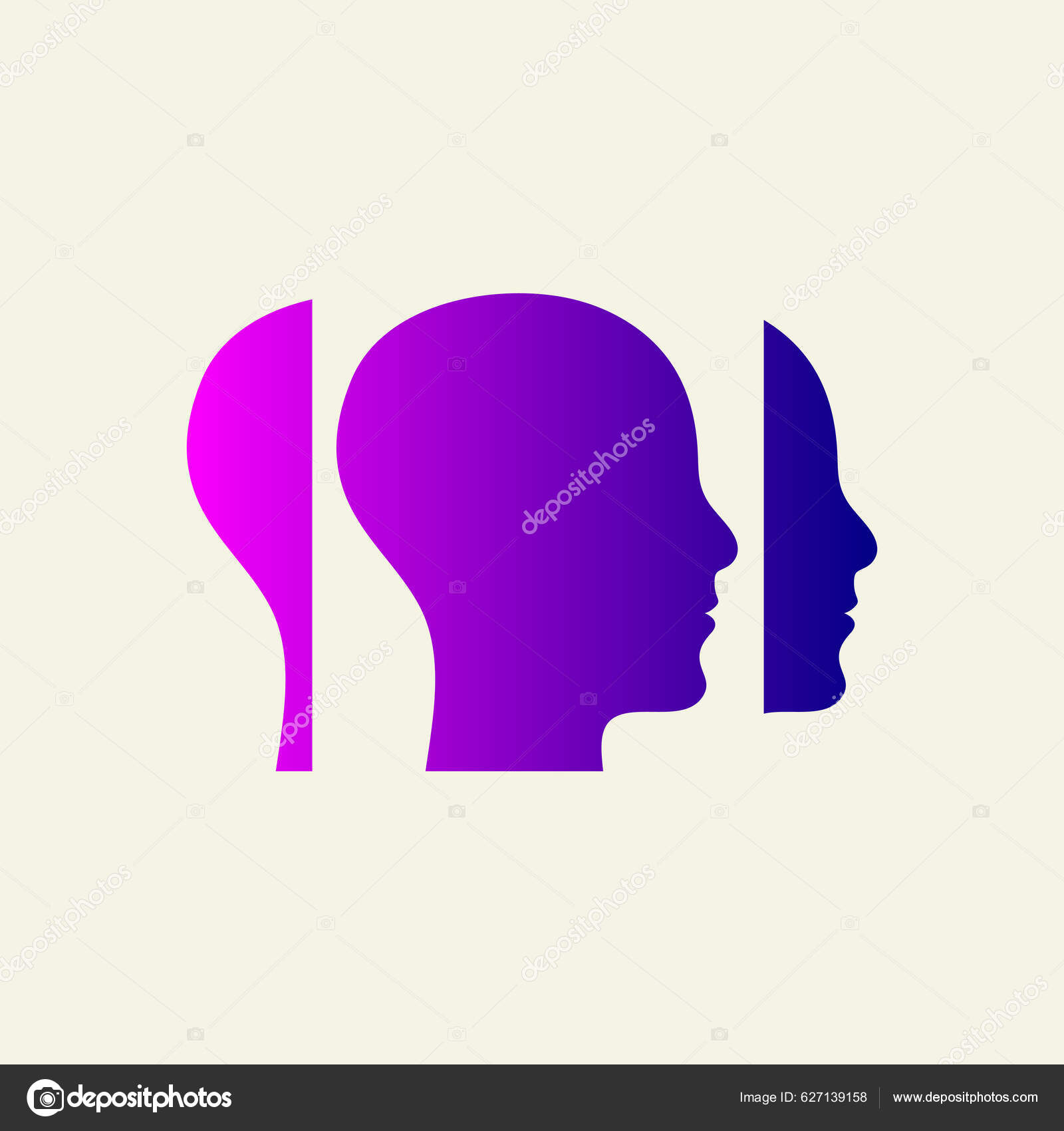 Schizophrenia Splitting Logo Mental Disorder Icon Stock Vector Image by ...