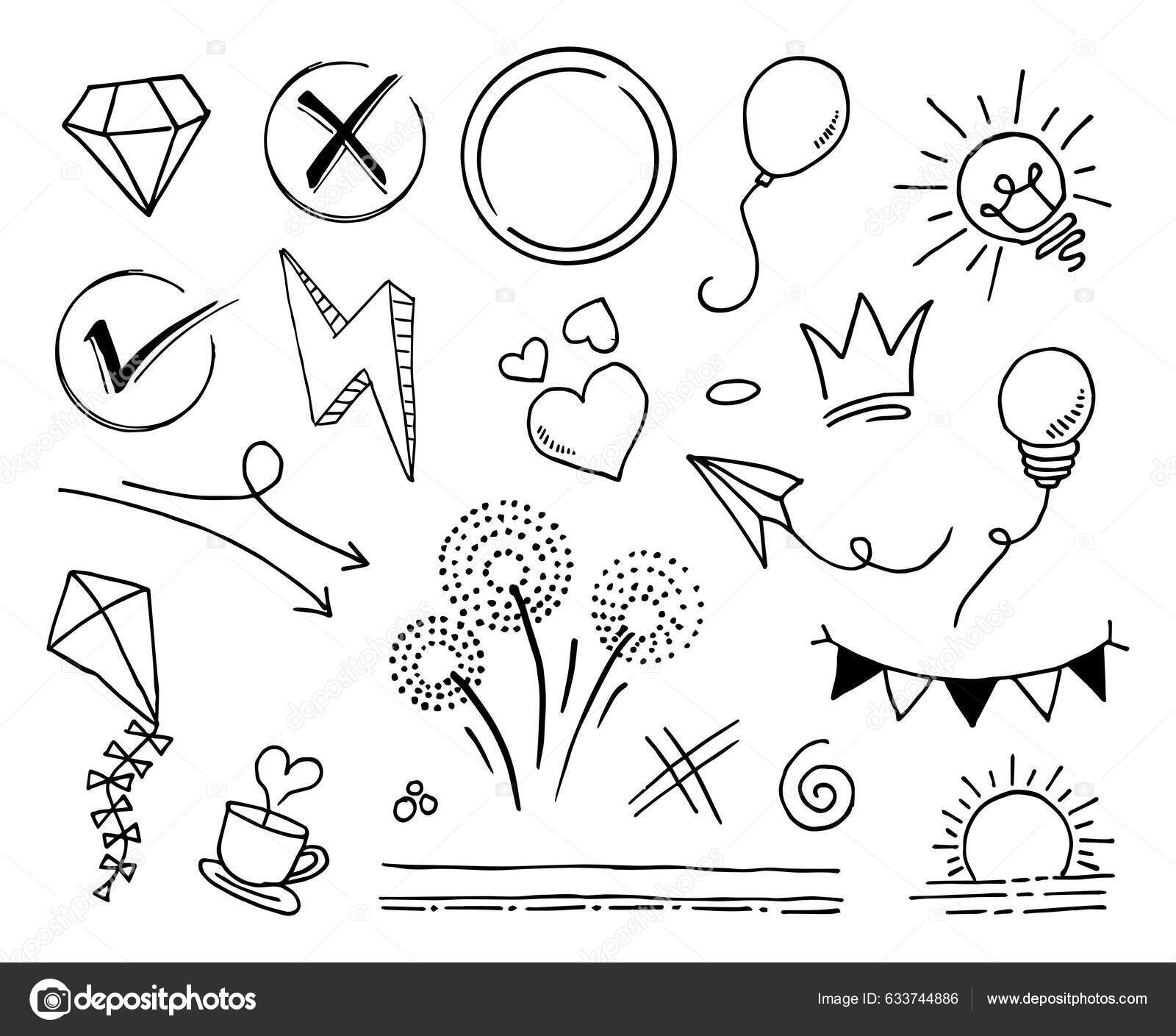Doodle Vector Set Illustration Hand Draw Line Art Style Vector Stock ...