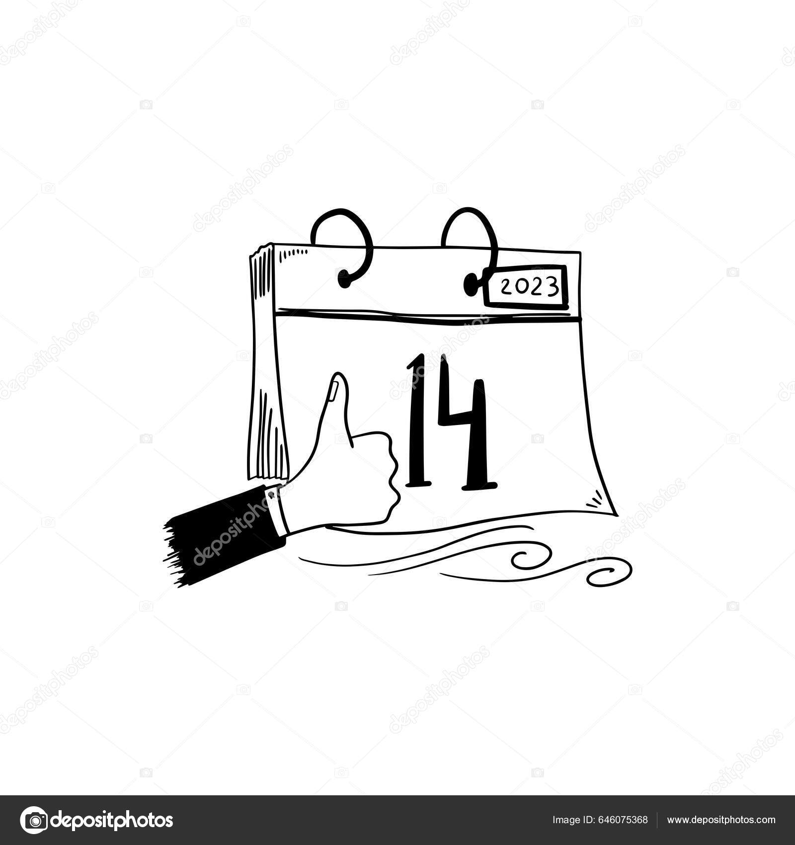 Hand Drawn Doodle Folding Calendar Cartoon Art Style Vector Isolated ...