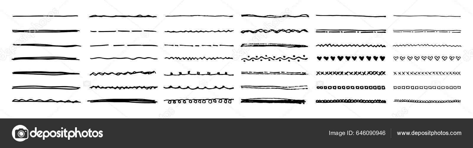 Conjunto Vectorial Subrayado Dibujado Mano Vector de stock por ...