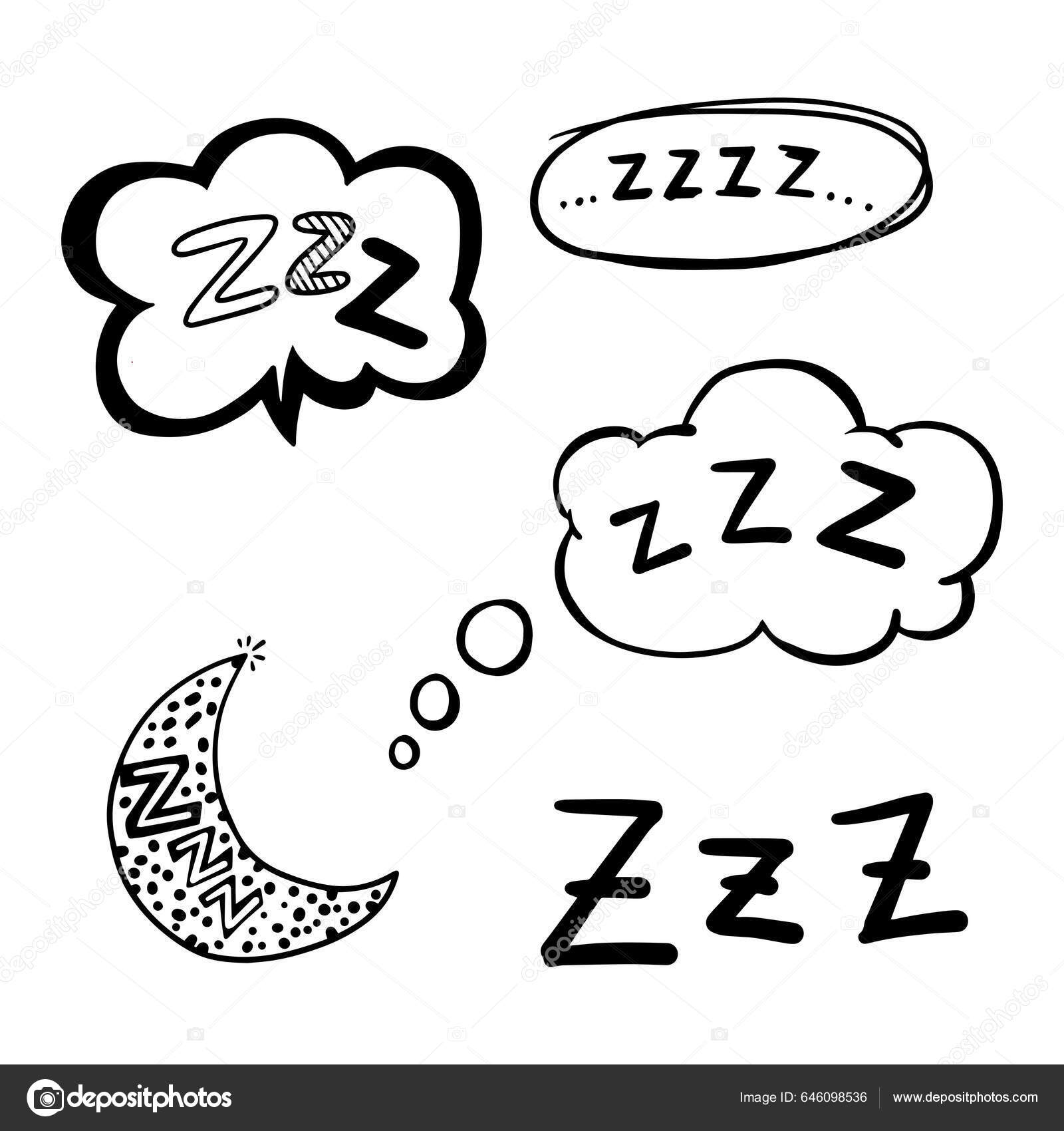 Hand Drawn Zzz Zzzz Symbol Sleeping Doodle Illustration Vector Stock ...