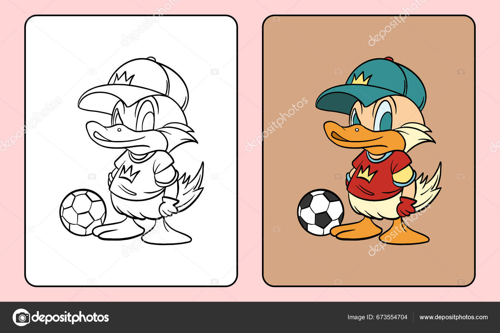 Färbung Ball Maskottchen Mit Ente Charakter Trägt Einen Hut Stock ...