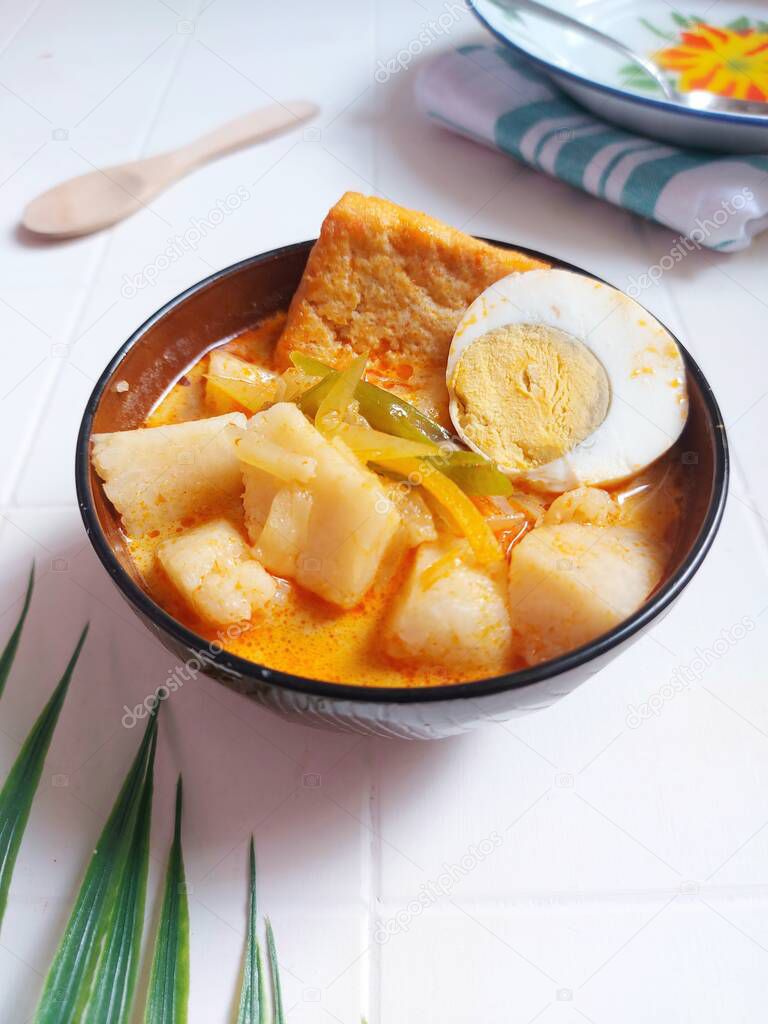 Lontong sayur. It isi traditional breakfast from Indonesia. Made from ...