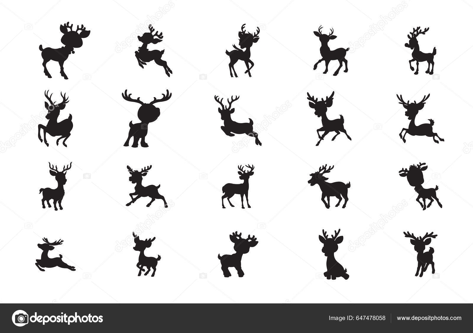 Deer Silhouette Collection Vector Illustration Wild Animals Set ...