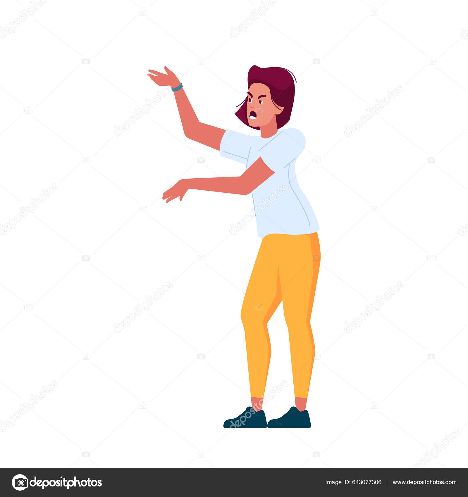 Mujer Gritando Agresivamente Frustración Expresando Molestia Irritación ...