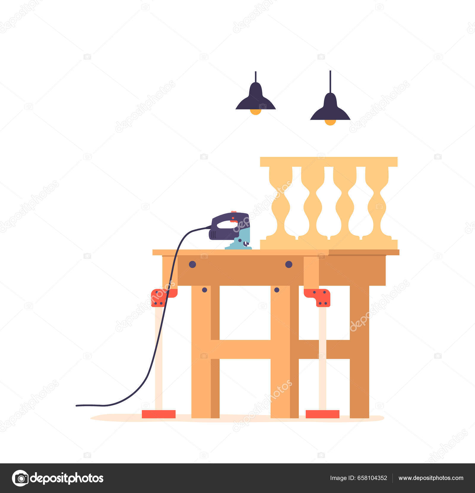 Carpentry Workshop Interior Grinding Tool Wooden Items Workbench ...