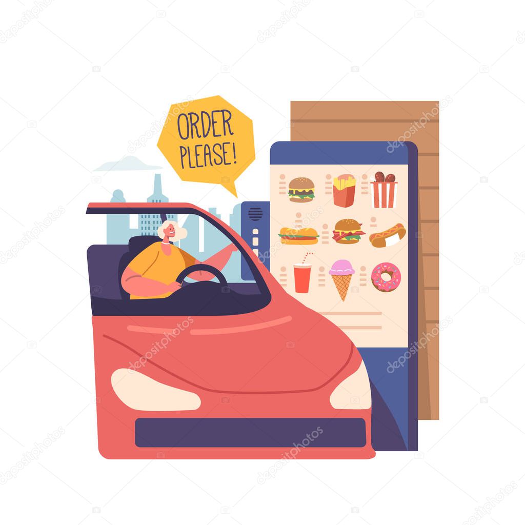 Personaje del cliente rápidamente pedir y recibir alimentos a través de ...
