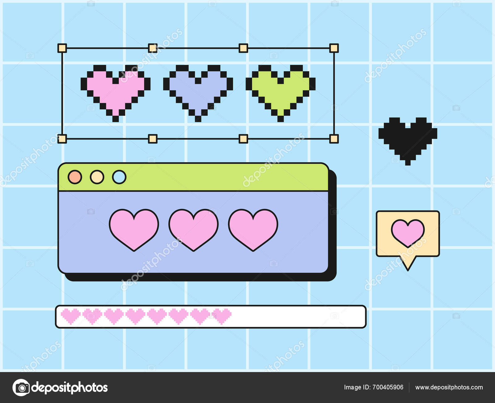 Hearts Vintage Aesthetic Newsletter Email Chat Vaporwave Desktop ...