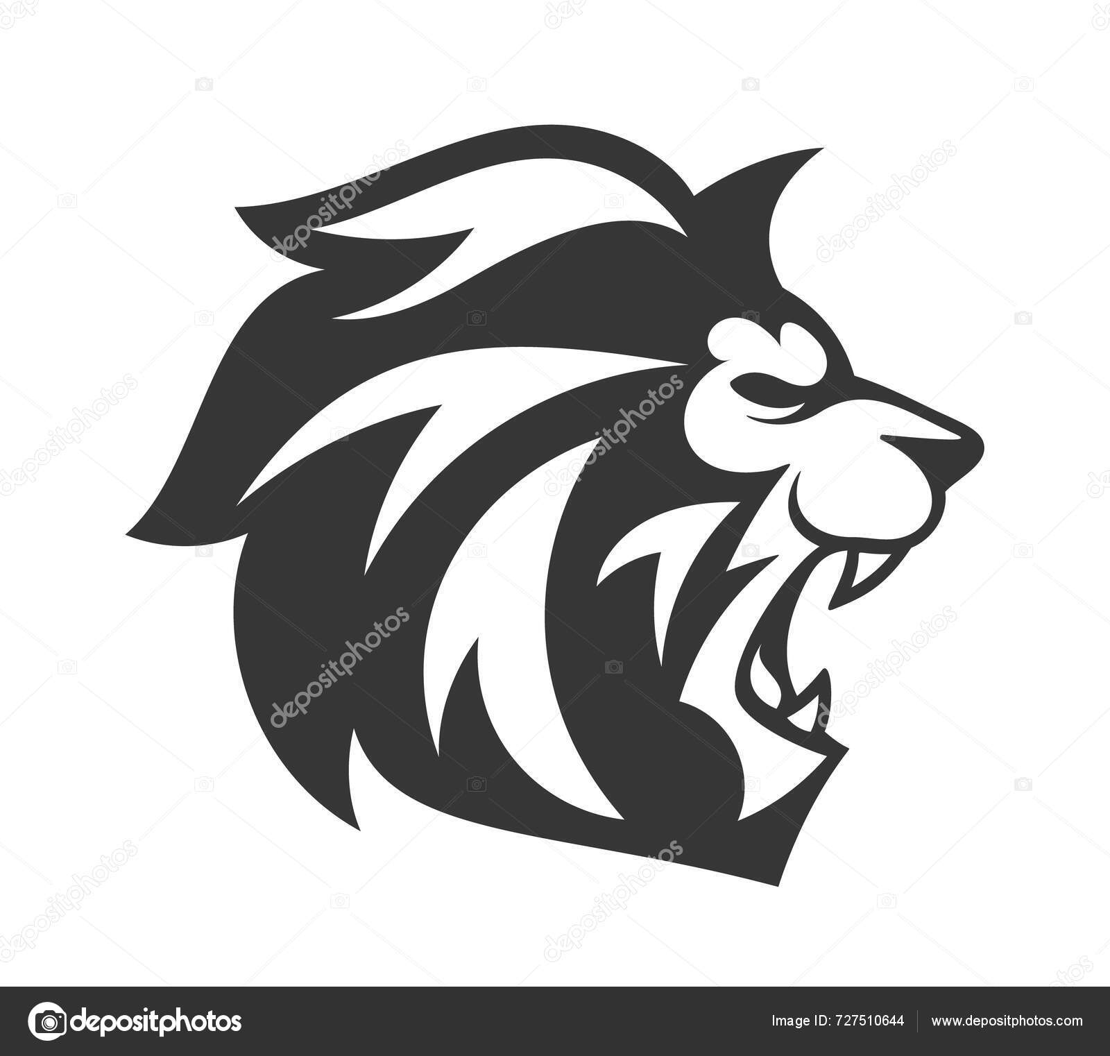 Stylized Silhouette Lion Head Black White Use Logos Tattoos Designs ...