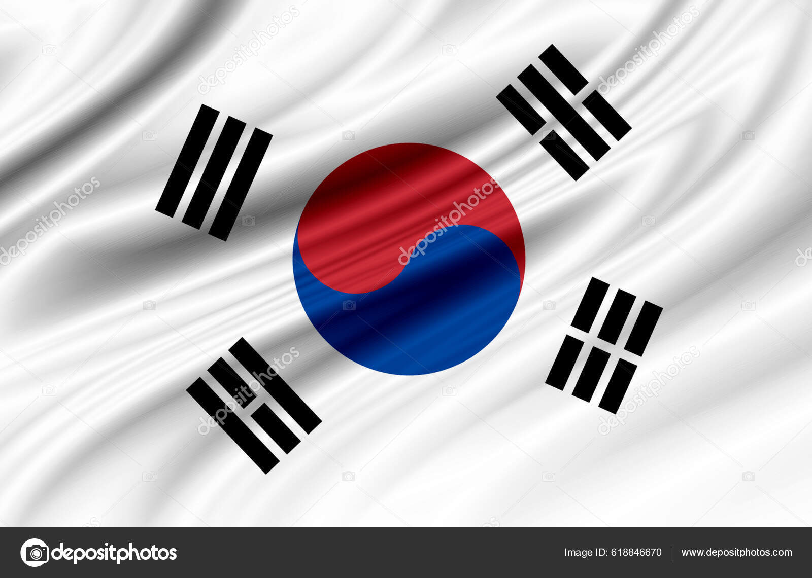 Bandera Corea Del Sur Textura Tela Bandera Corea Del Sur: fotografía de ...