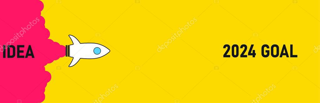 Jet volando de idea a portería 2024. plan de año nuevo, estrategia, objetivo, acción, concepto ...