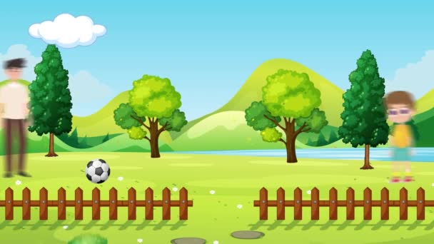 Animated Cartoons Two Persons Playing Football Scenic View Animation ...