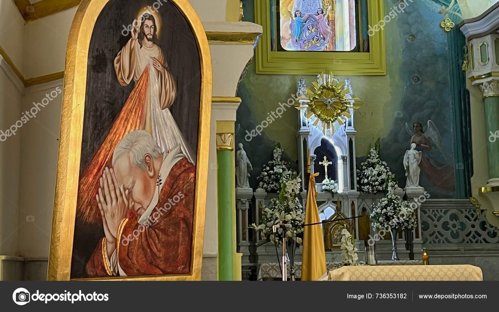 Catholic Church Altar Mass Frame Devine Mercy Jesus — Stock Editorial ...