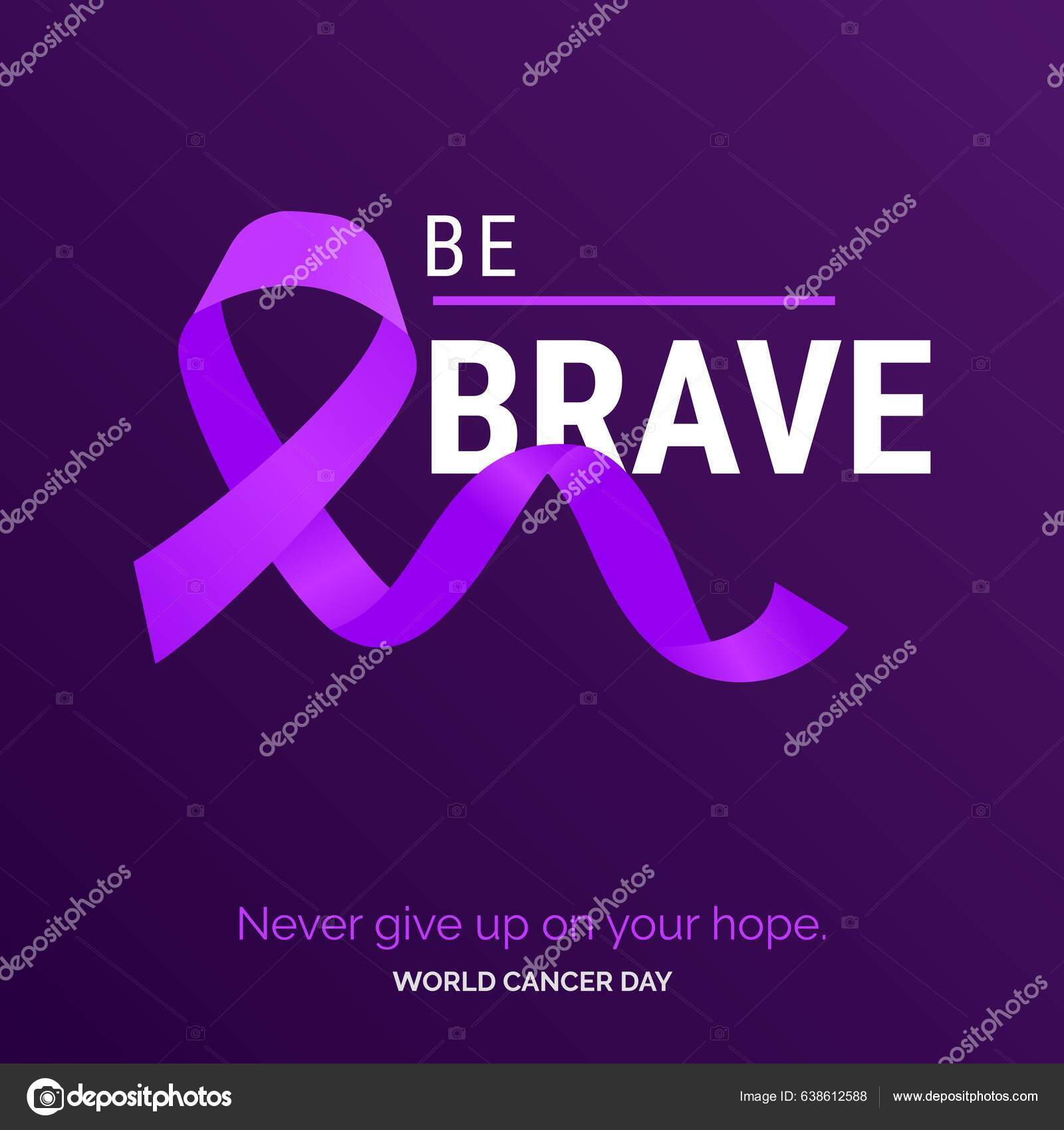 Brave Ribbon Typography Nevery Give Your Hope World Cancer Day Stock ...