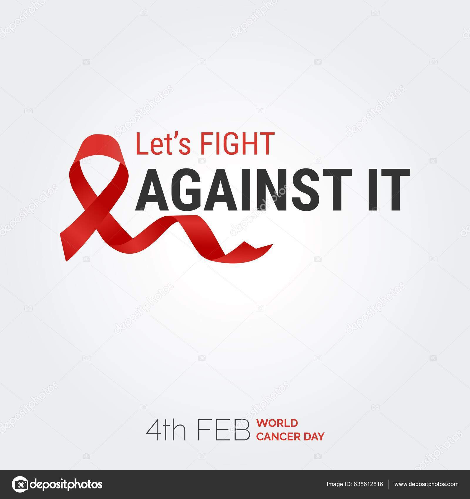 Let's Fight Ribbon Typography 4Th Feb World Cancer Day Stock Vector by ...