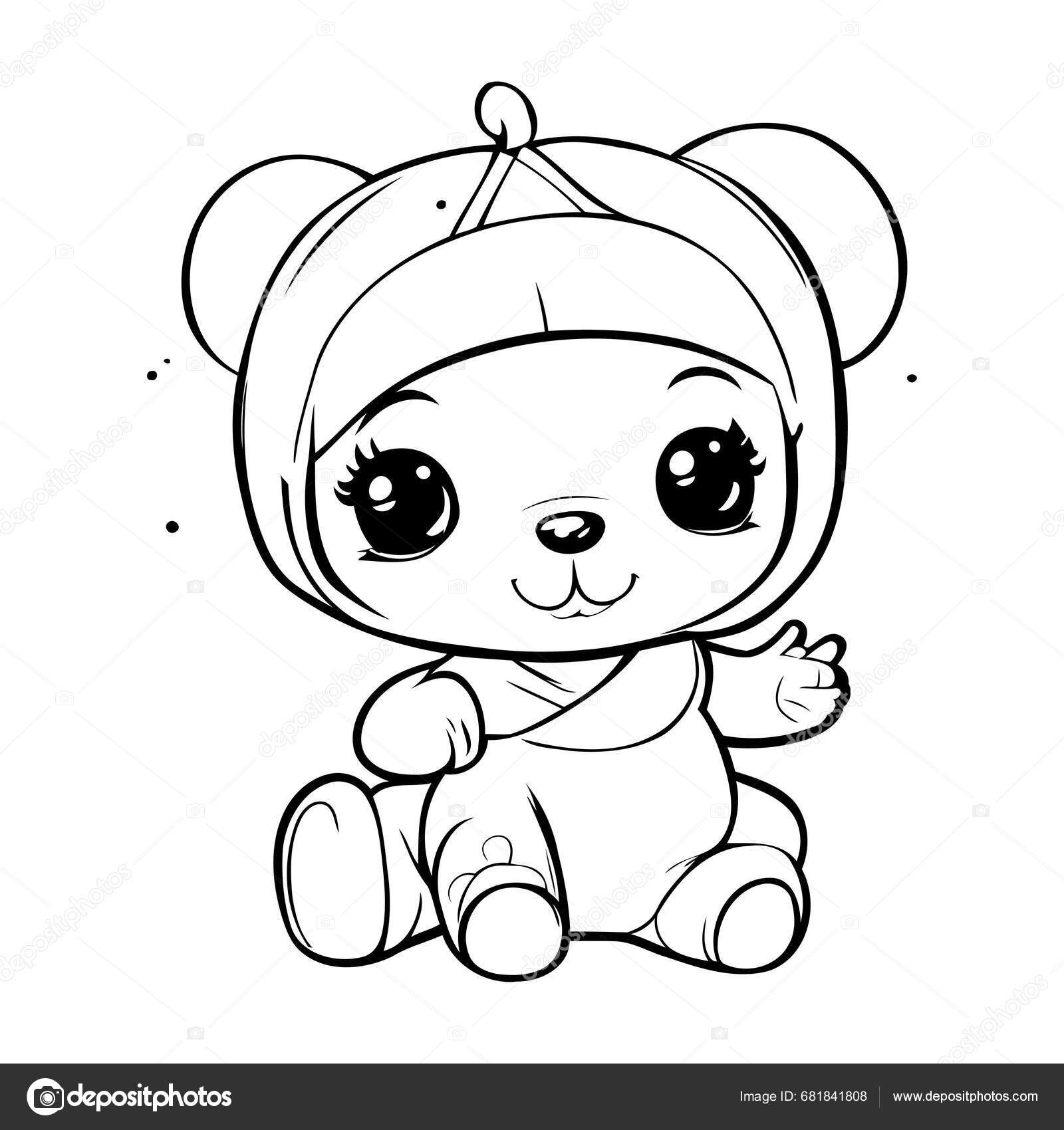 Söpö Sarjakuva Vauva Karhu Vektori Kuva Värityskirja Lapsille ...