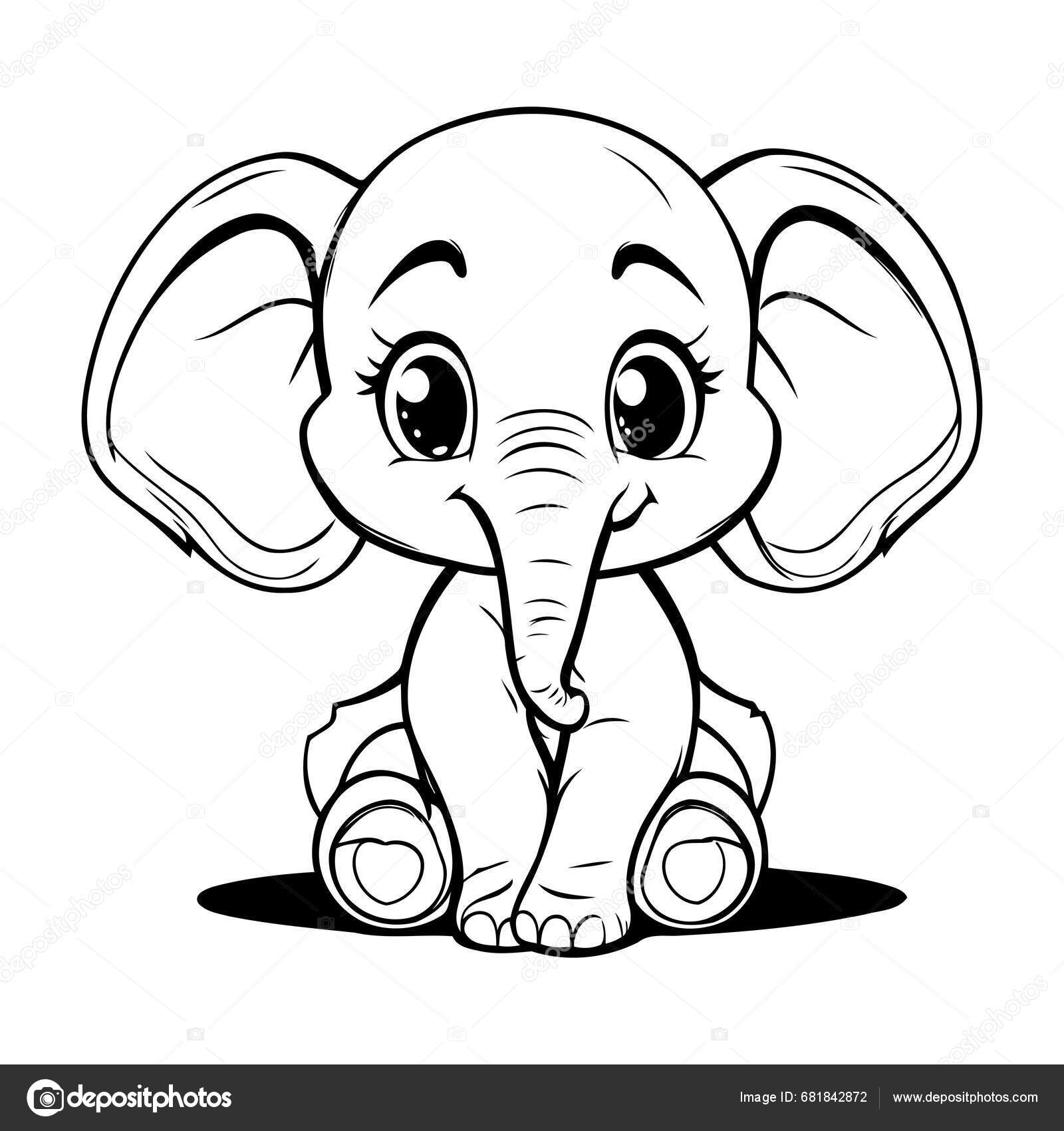 Baby Elephant Sitting Drawing Free Illustrations Cartoon Cute