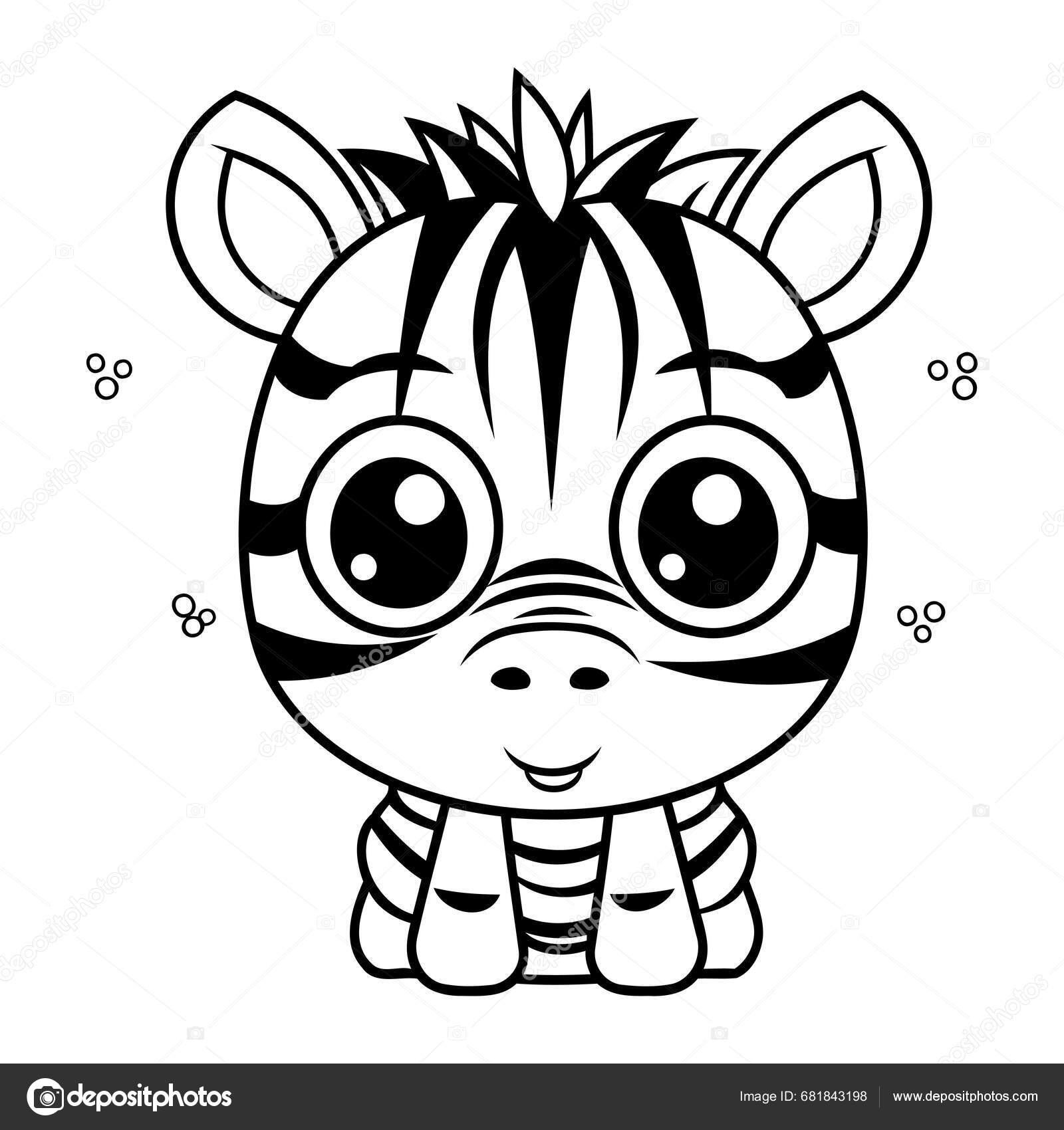 Zebra Yang Lucu Ilustrasi Vektor Hitam Dan Putih Untuk Buku Vektor Stok ...