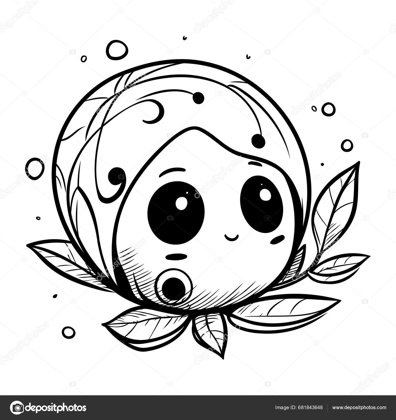 Cute Kartun Telur Dengan Daun Dan Gelembung Ilustrasi Vektor Untuk ...