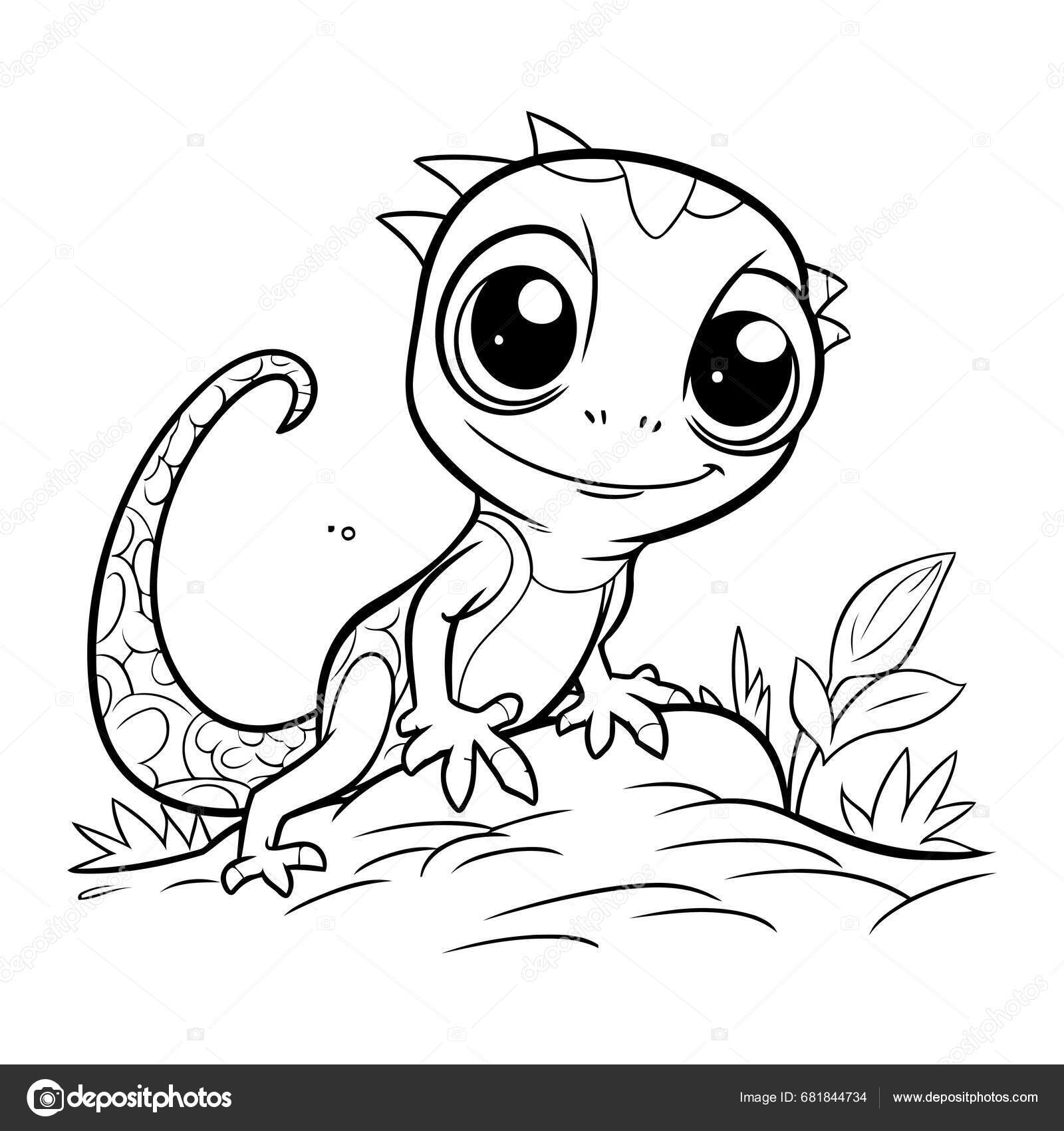 Coloring Page Outline Cute Lizard Vector Illustration Stock Vector by ...