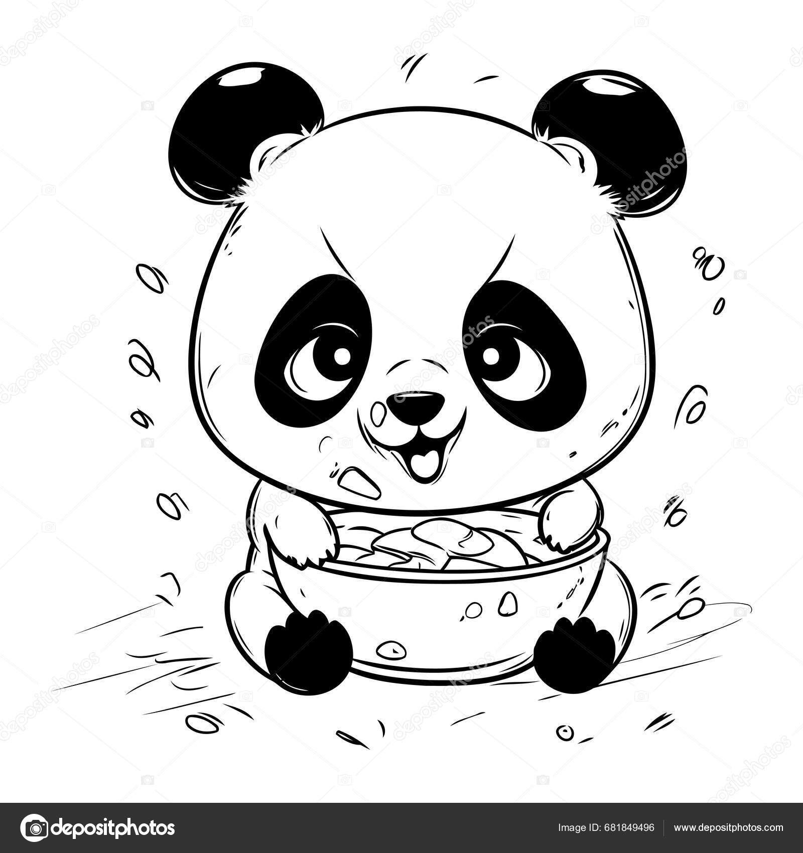 Cute Panda Bowl Food Vector Illustration Stock Vector by ©ibrandify ...