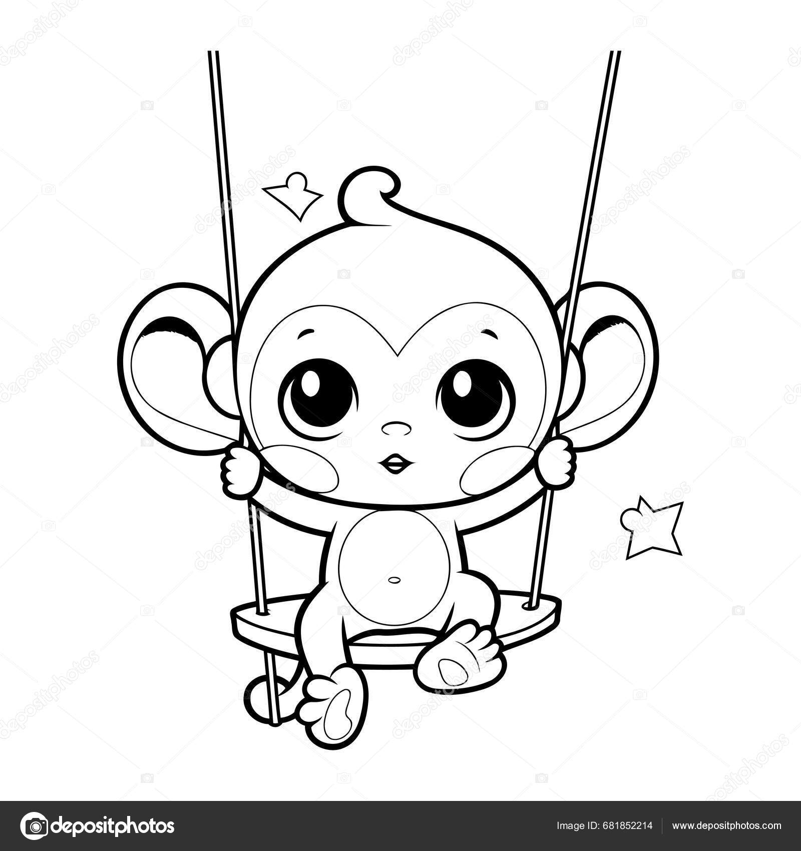 Cute Monkey Outline
