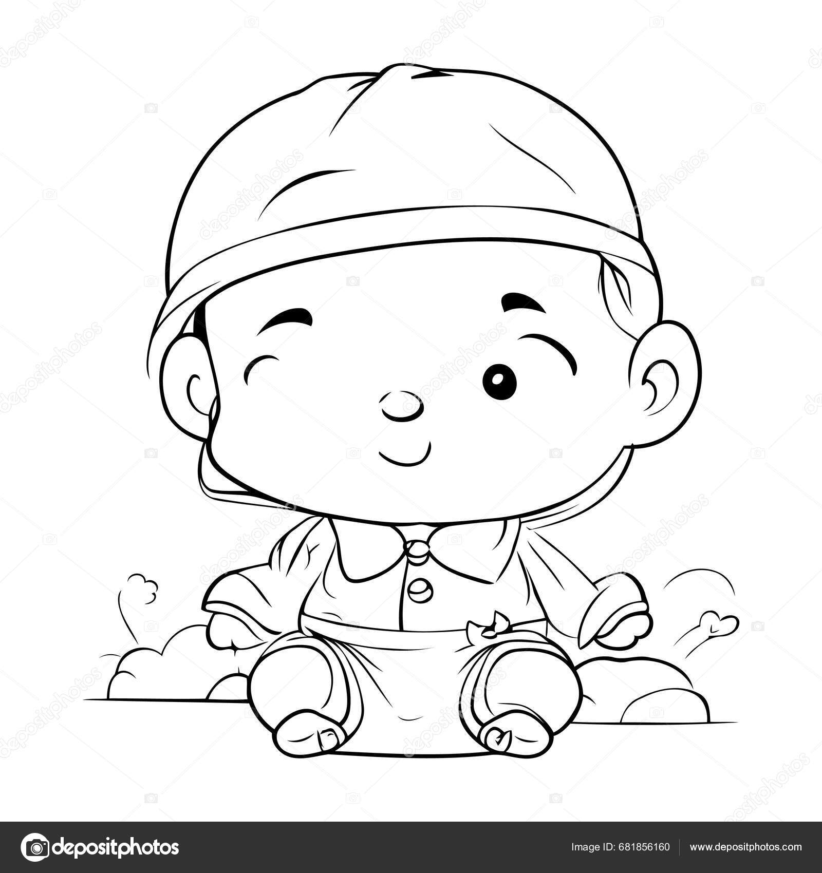 Disegno Colorare Bambino Carino Seduto - Vettoriale Stock di ©ibrandify ...