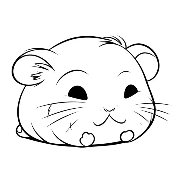Sød Hamster Sort Hvid Vektor Illustration Til Malebog Stock-vektor af ...