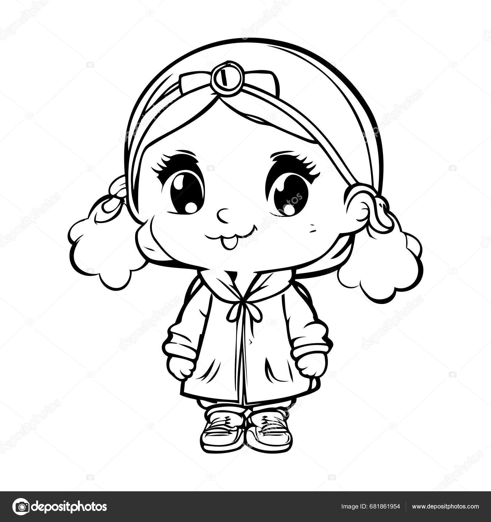 Roztomilá Kreslená Holka Vektorová Ilustrace Roztomilé Holčičky Stock ...