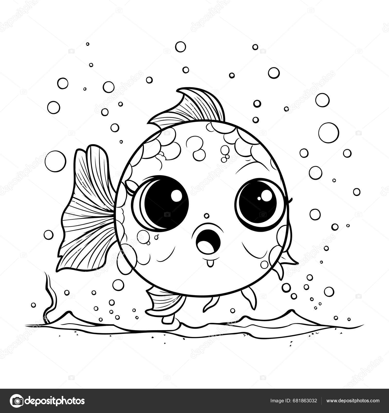 Cute Kawaii Fish Vector Illustration Coloring Book Stock Vector by ...