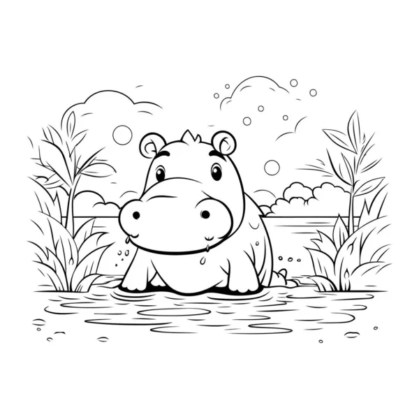 Malbuch Für Kinder Nilpferd Vektorillustration Stock-Vektorgrafik von ...