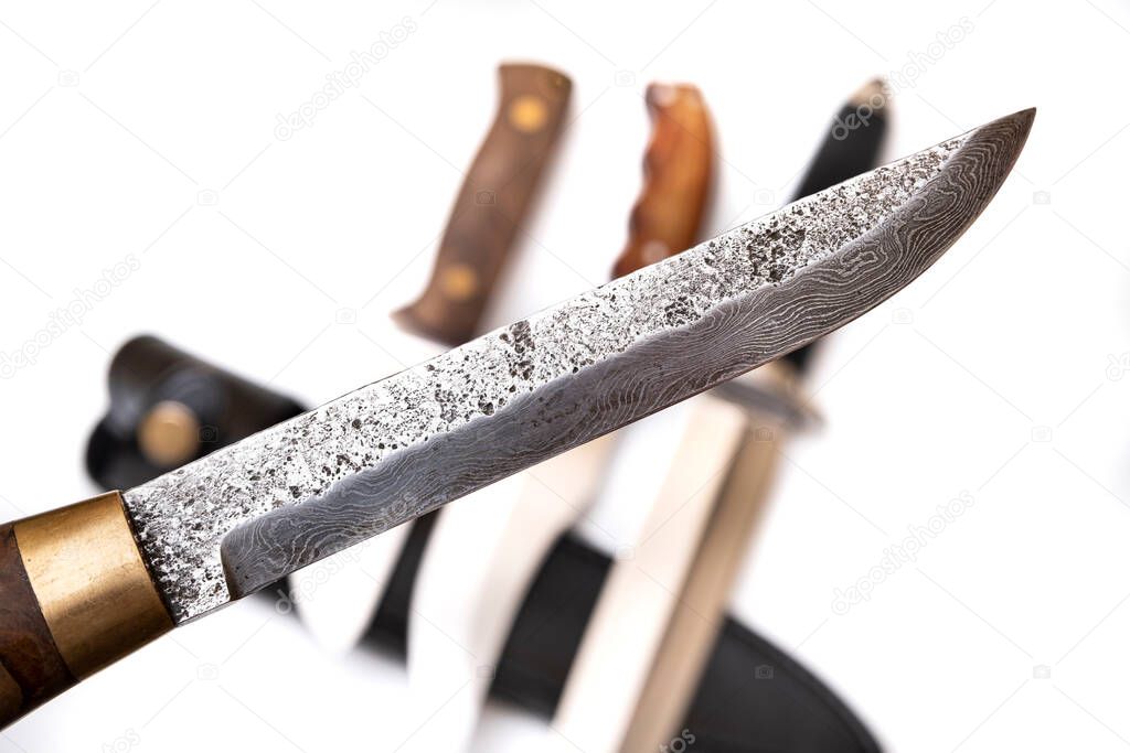 Fondo con un patrón de acero de Damasco. Macro plano de textura ...