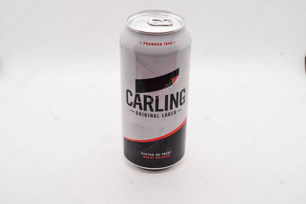 Wolverhampton, England - February 4 2023: Can of UK Lager Beer, Carling ...