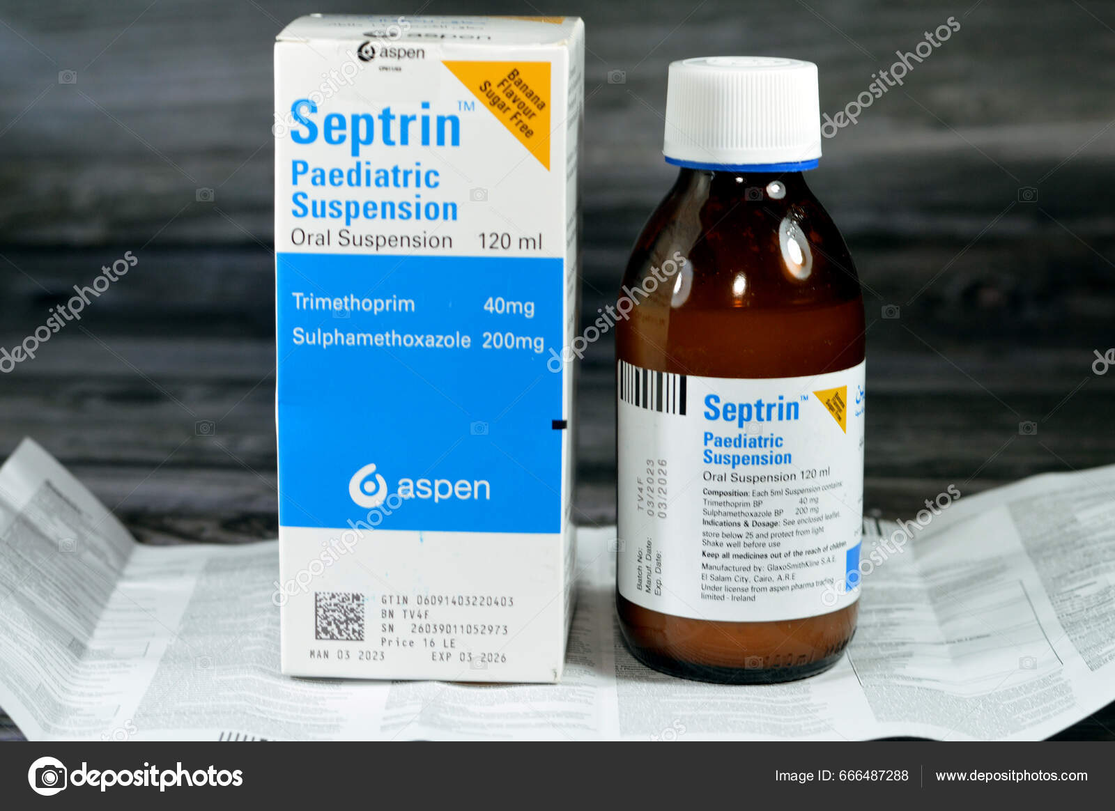 Cairo Egypt July 2023 Septrin 40Mg 200Mg 5Ml Paediatric Suspension ...