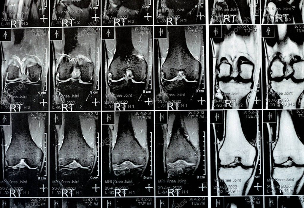 Resonancia magnética de la rodilla derecha que muestra derrame ...