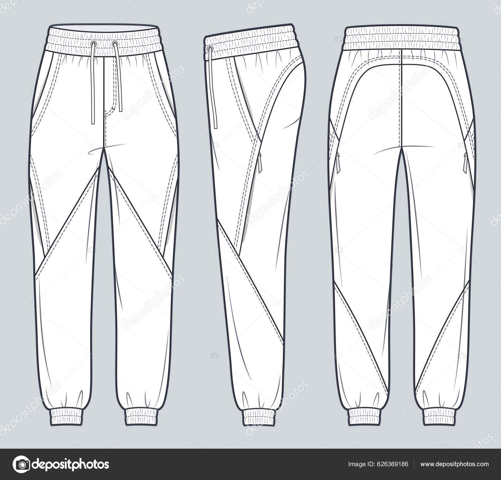 Jogger Pants Fashion Flat Technical Drawing Template Sports Sweat Pants
