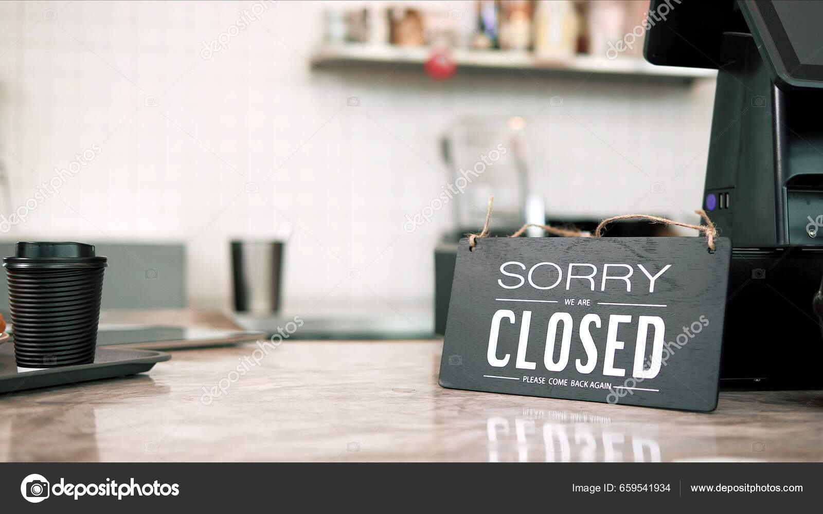 Siento Letrero Cerrado Mostrador Cafetería Café Cartel Cerrado ...