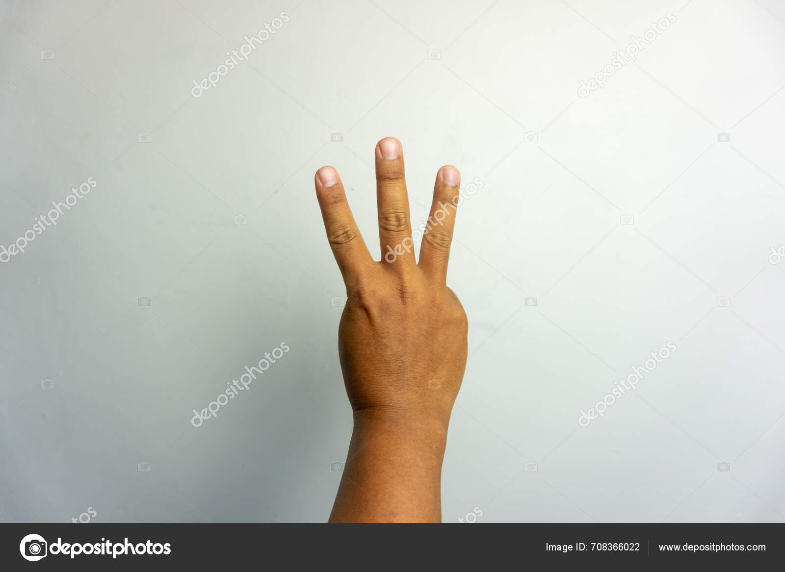 Number Hand Sign Isolated White Pointing Finger Man Hand Number — Stock Photo © Ferydhani #708366022