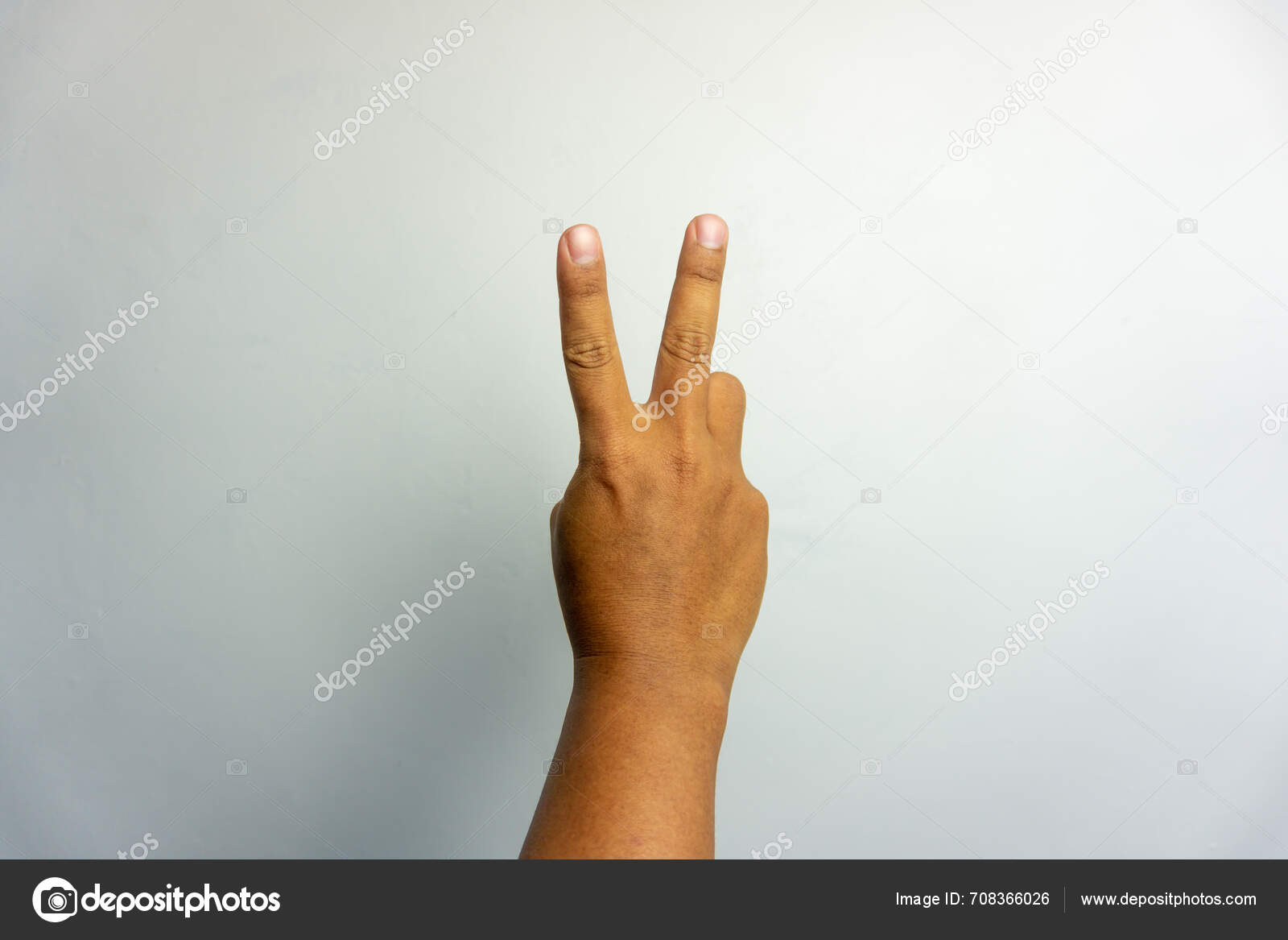 Man Hand Number Two Gesture Number Hand Sign Isolated White — Stock ...